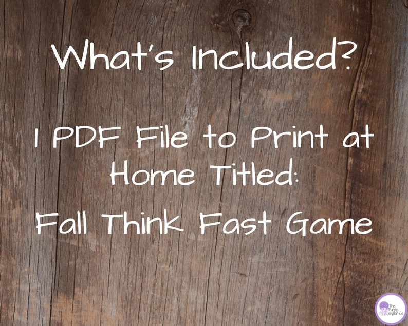 Fall Think Fast Game Printable Fall Activity for Kids & Adults, Autumn ...