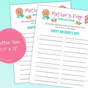 Mother's Day Word List Game, Mother's Day Activity Printable, How Many ...