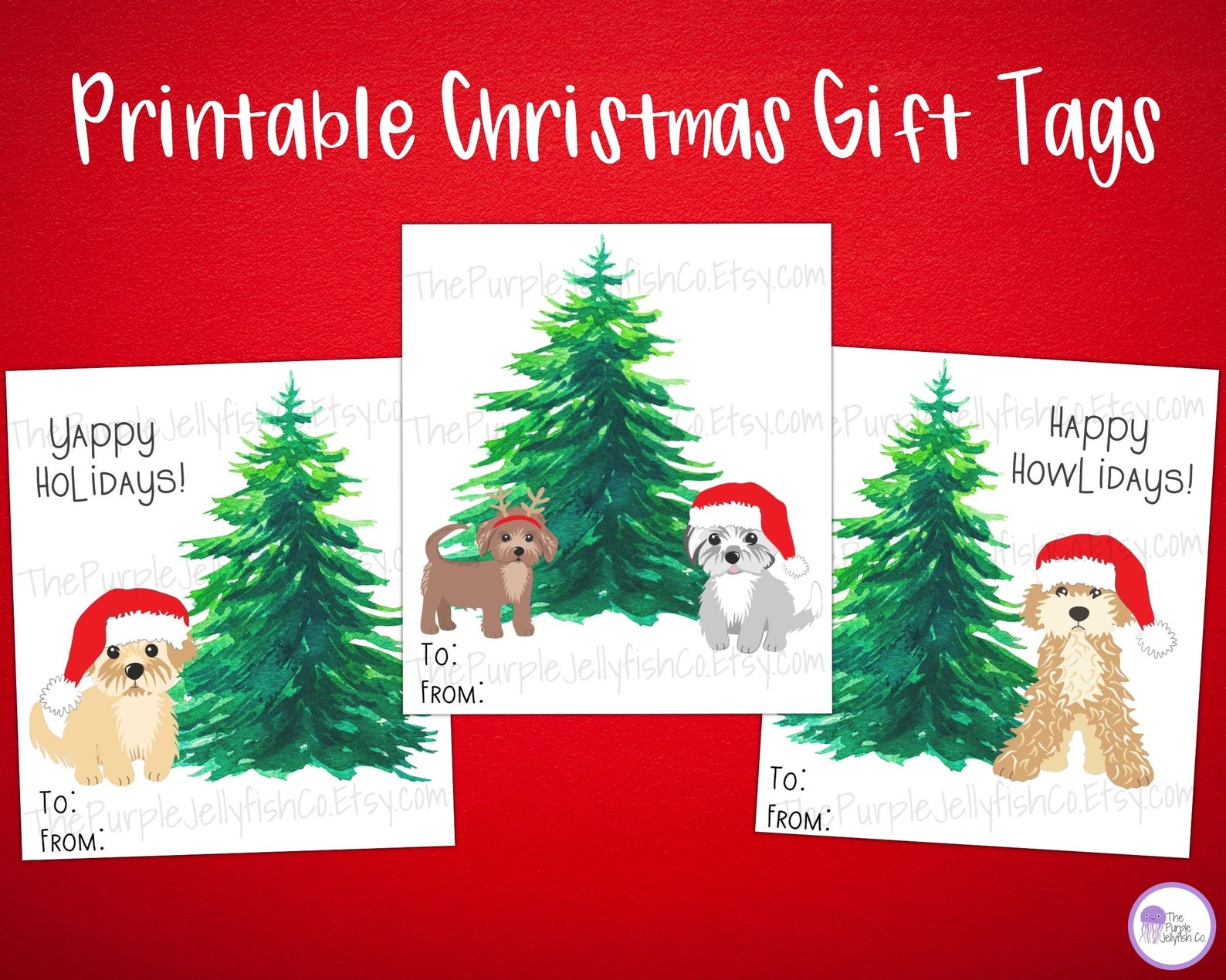 Dog Christmas Gift Tags Printable Christmas Gift Tags | Etsy