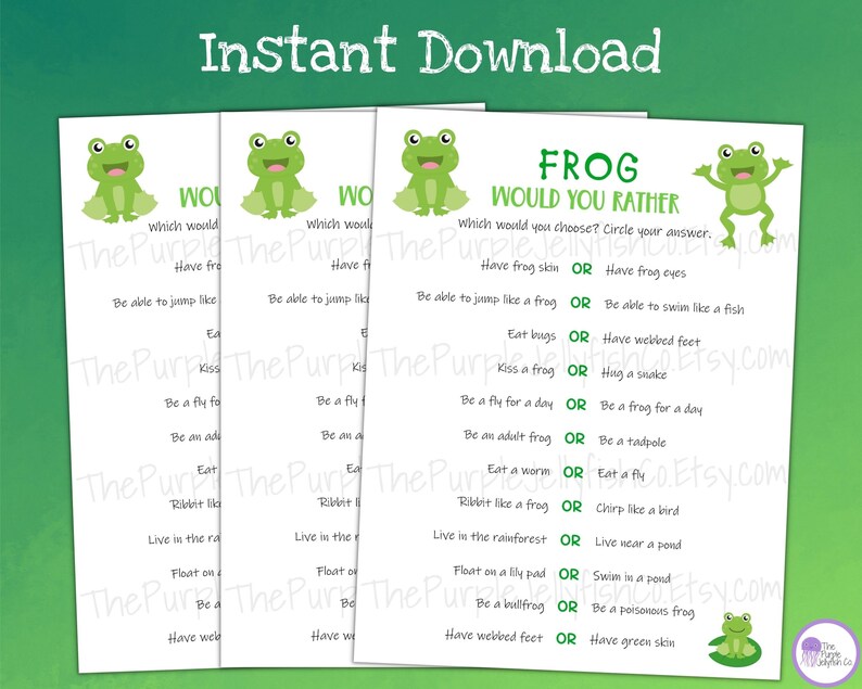Frog Would You Rather, Printable Frog Game, Frog This or That Game for ...