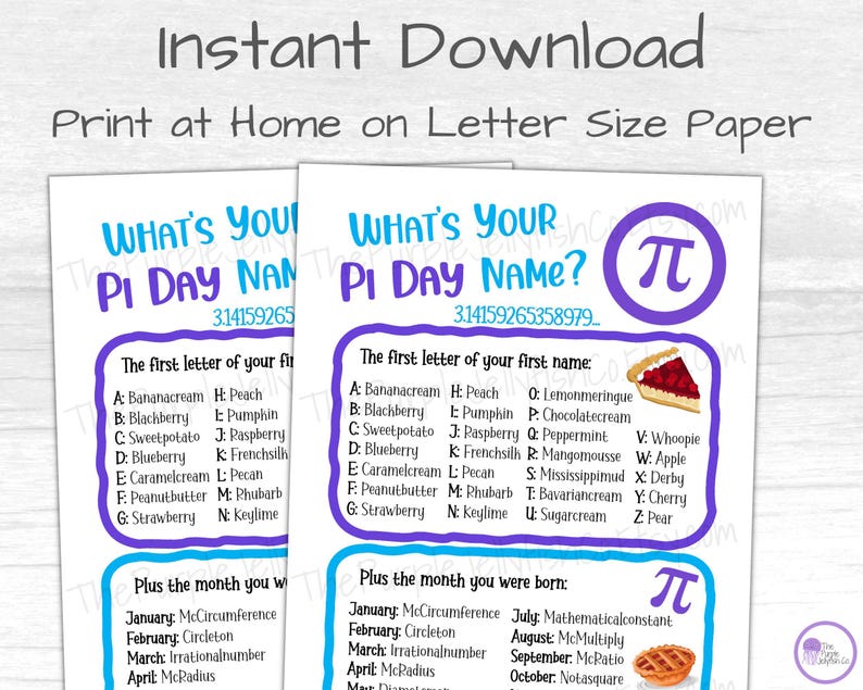 What's Your Pi Day Name Game Printable Pi Day Activity, Pi Day Game for ...
