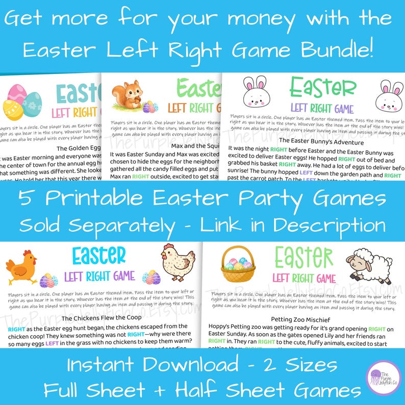 Easter Left Right Game Printable PDF, Family Easter Party Idea, Easter ...