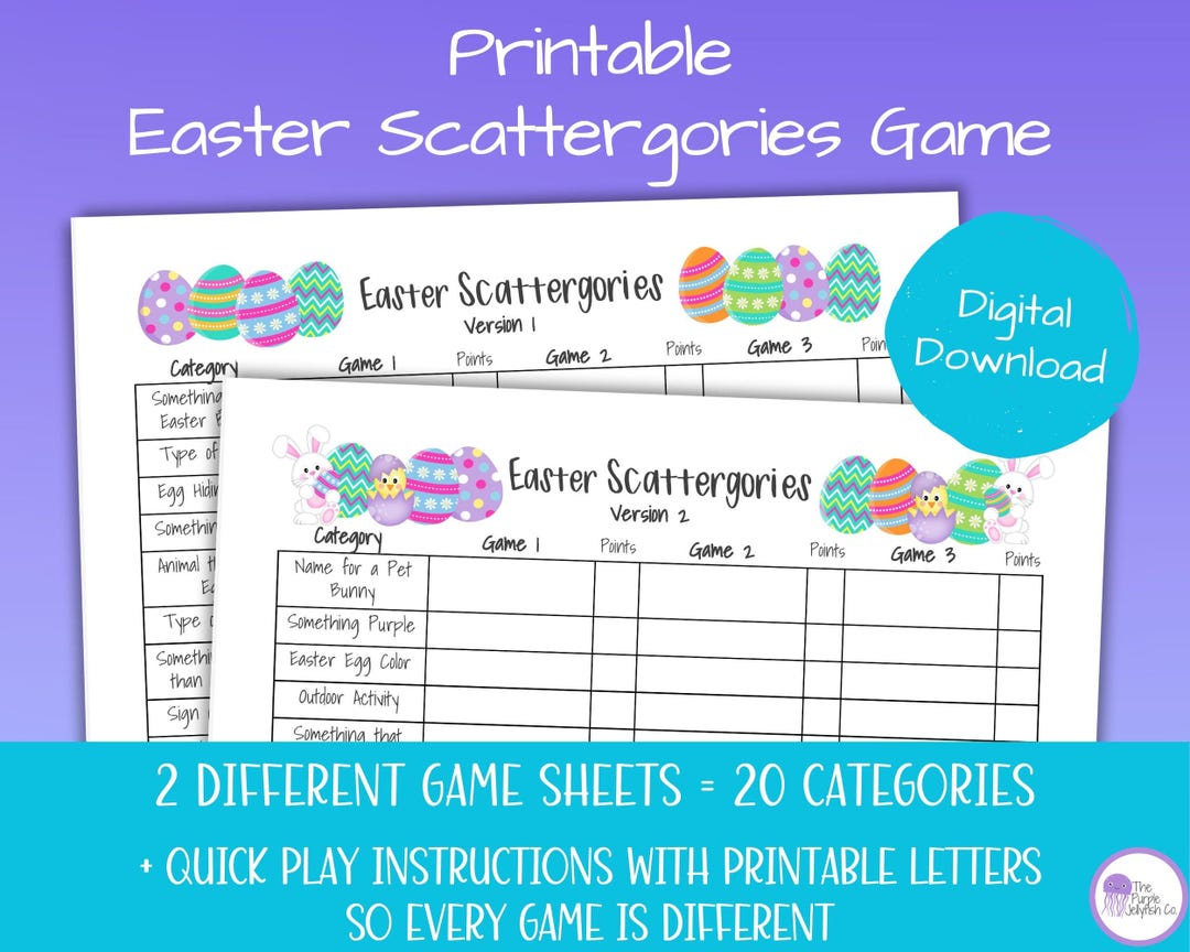 Easter Scattergories Game for Kids, Printable Easter Game for Teens ...