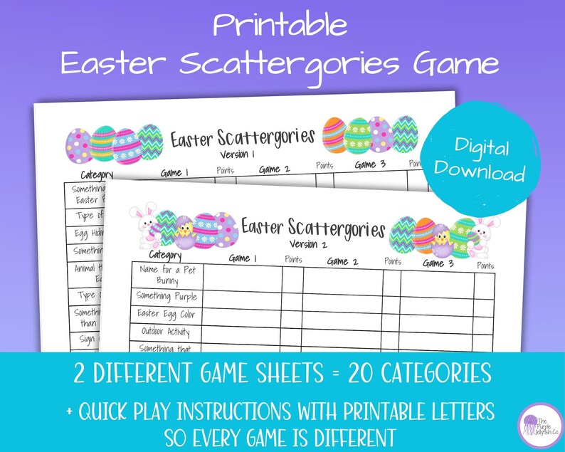 Easter Scattergories Game for Kids, Printable Easter Game for Teens ...