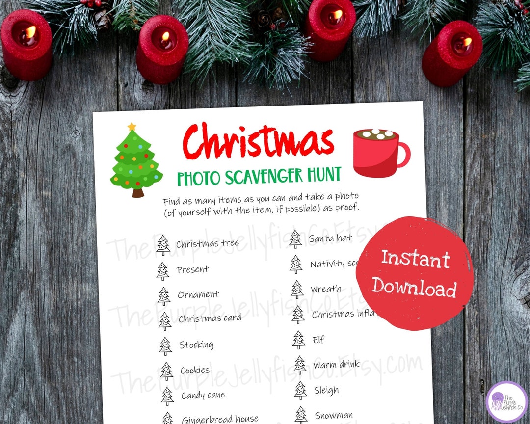 Christmas Scavenger Hunt Printable, Photo Scavenger Hunt, Christmas ...