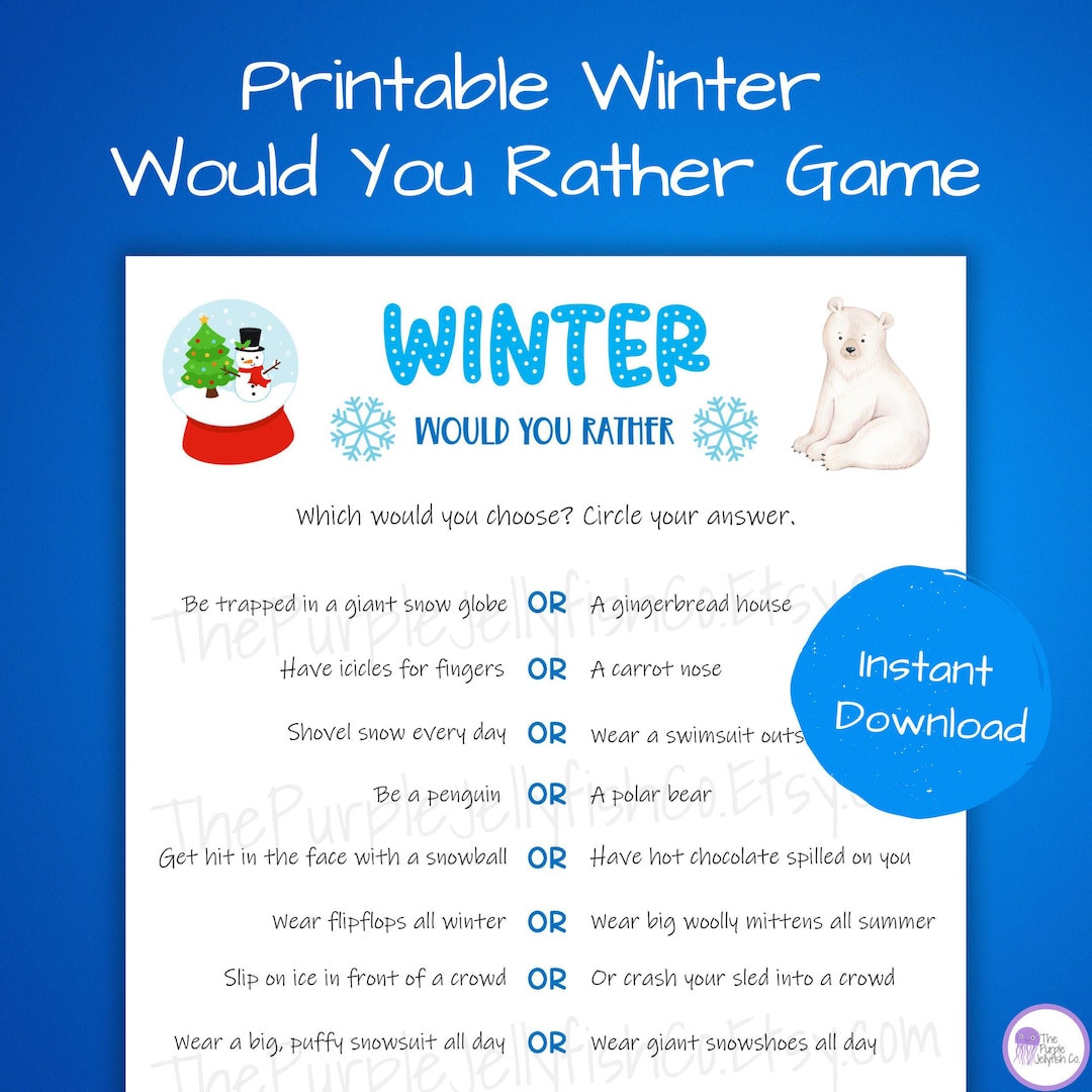 Winter Would You Rather Questions for Kids, This or That Christmas ...