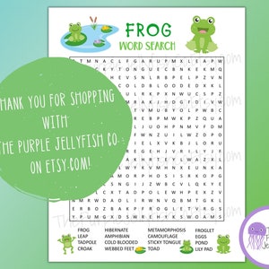 Frog Word Search Printable, Frog Activity for Kids, Word Game, Spring ...