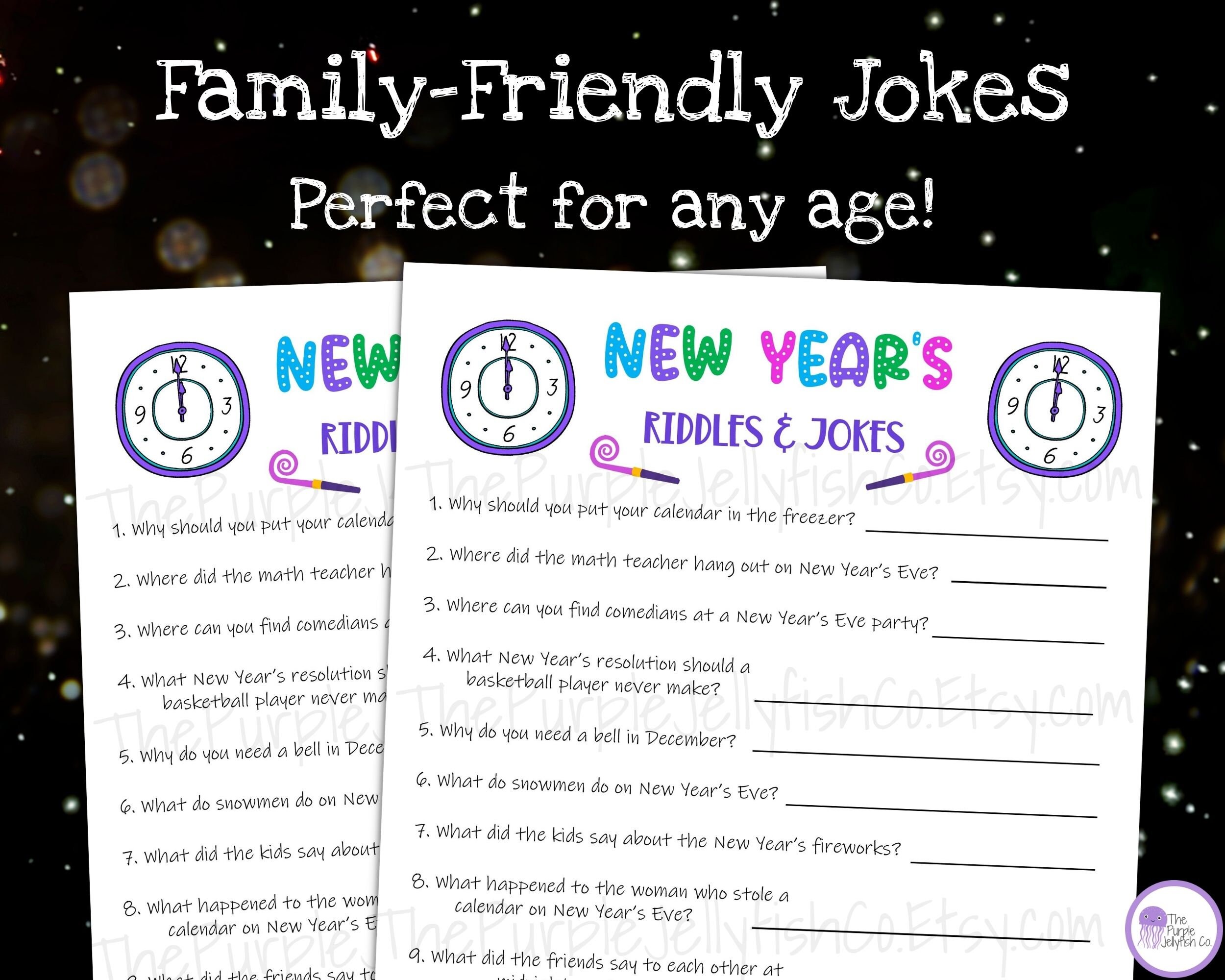 New Years Jokes for Kids, Printable New Years Eve Games, New Years ...