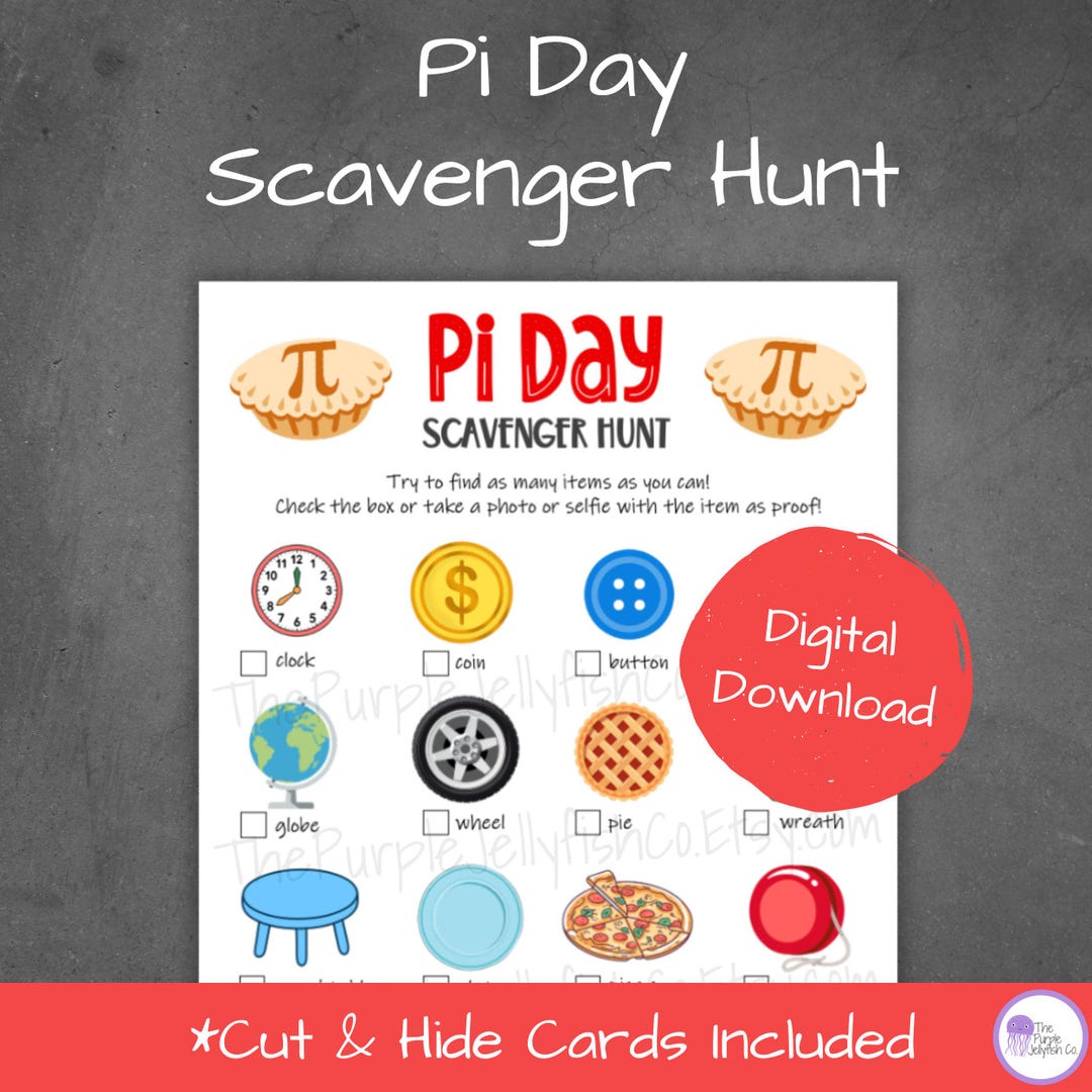 Pi Day Scavenger Hunt for Kids, Pi Day Party Game, Math Pi Day Activity ...