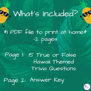 Luau Fact or Fiction Hawaii Trivia Game Printable, Hawaiian Party Idea ...