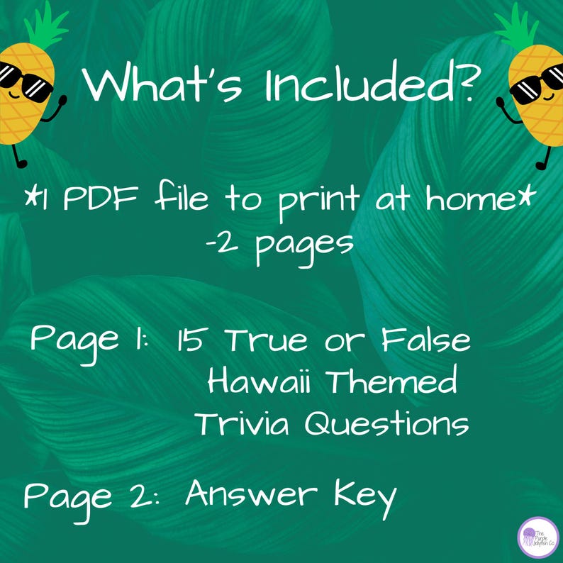 Luau Fact or Fiction Hawaii Trivia Game Printable, Hawaiian Party Idea ...