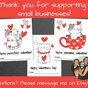 Cat Valentines Cards for Kids Printable, Cute Animal Valentines for ...