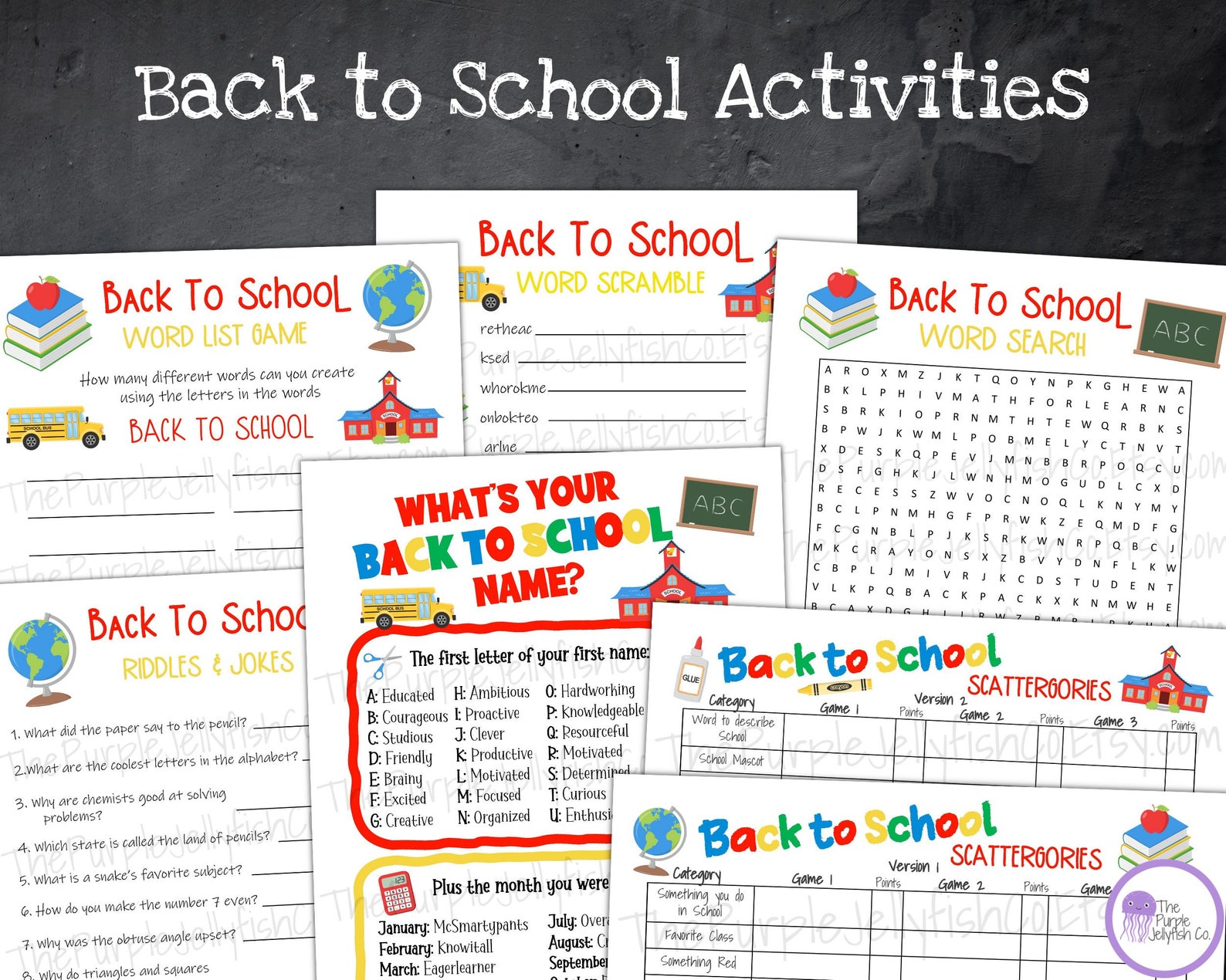 Back to School Activities for Kids, Back to School Bundle Printable ...