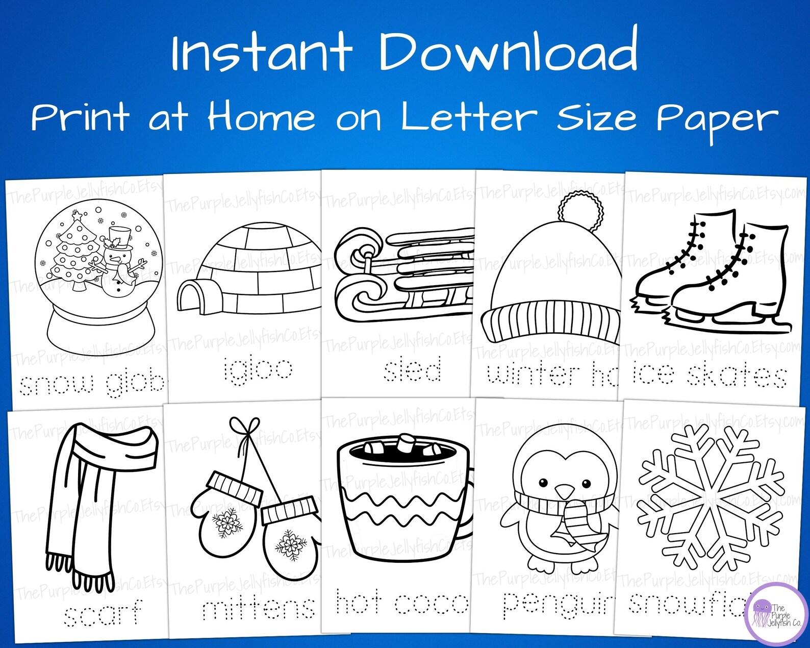 Winter Coloring Pages for Kids, Preschool Worksheets Printable, Toddler ...