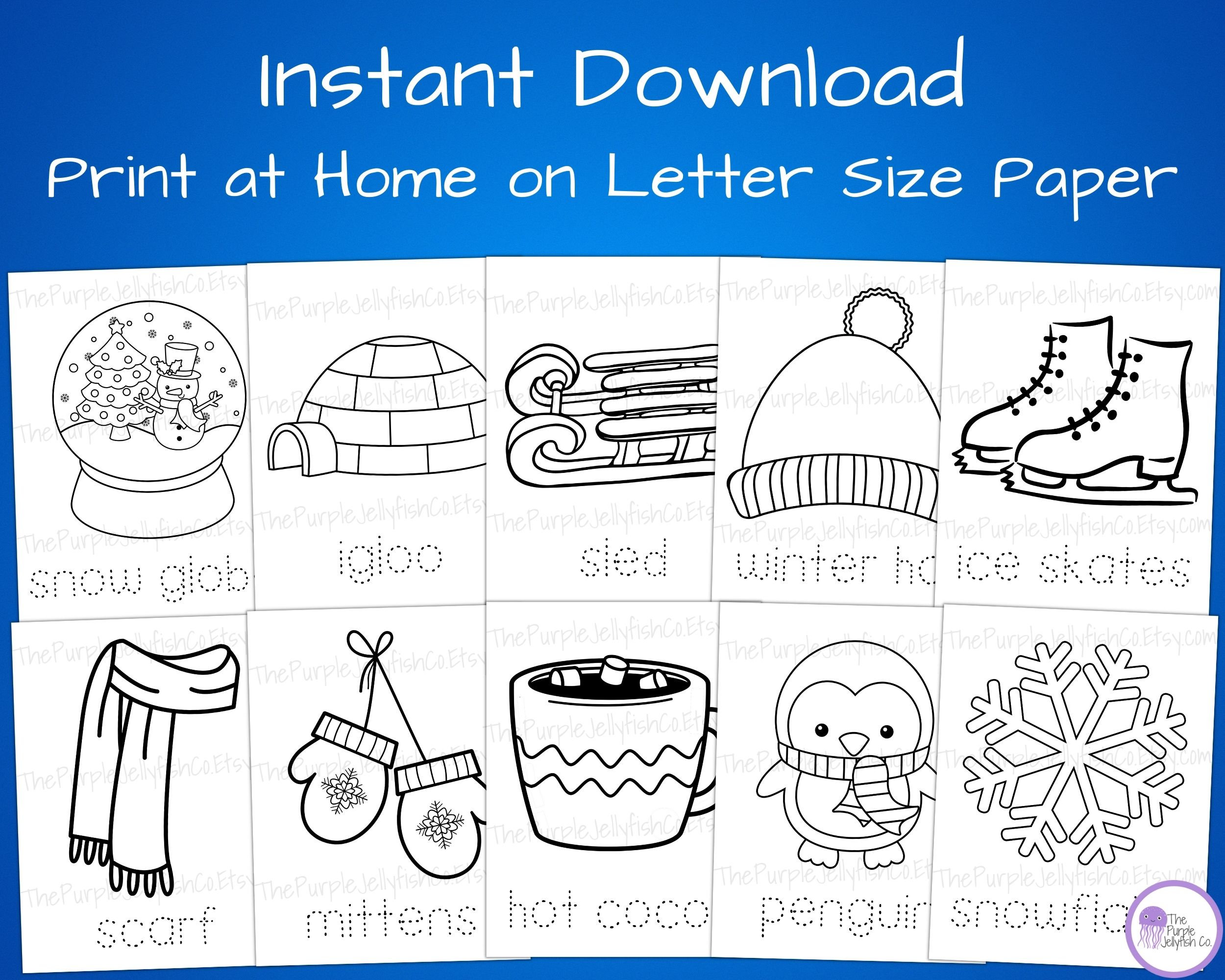 Winter Coloring Pages for Kids, Preschool Worksheets Printable, Toddler ...