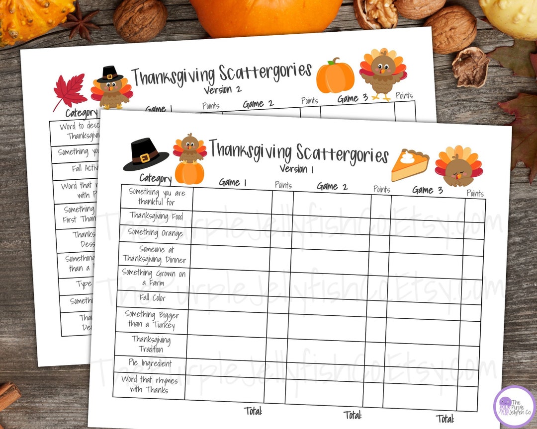 Thanksgiving Scattergories Game Printable, Fun Thanksgiving Game for ...