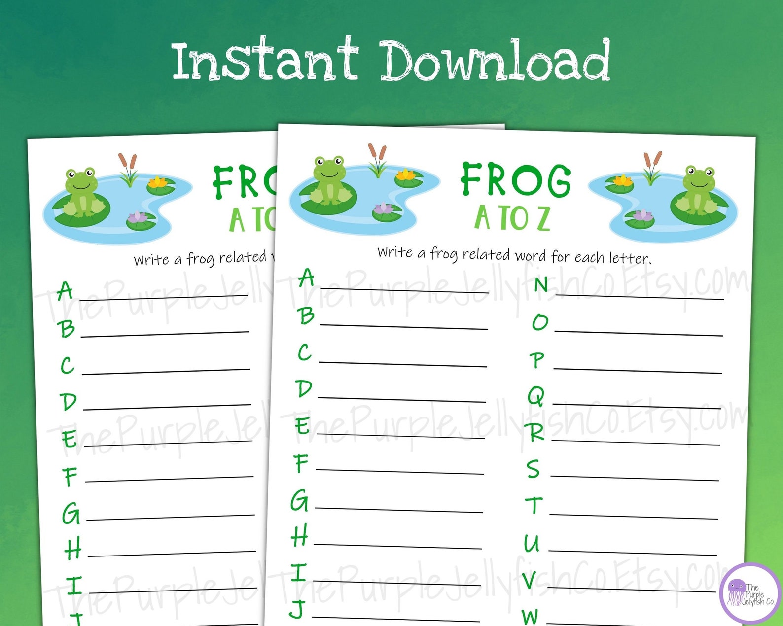 Frog A to Z Game, Printable Word Game for Kids, Frog Classroom Activity ...