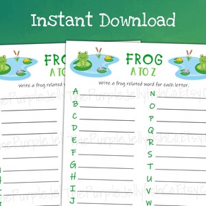 Frog A to Z Game, Printable Word Game for Kids, Frog Classroom Activity ...