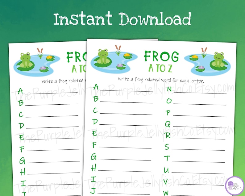 Frog A to Z Game, Printable Word Game for Kids, Frog Classroom Activity ...
