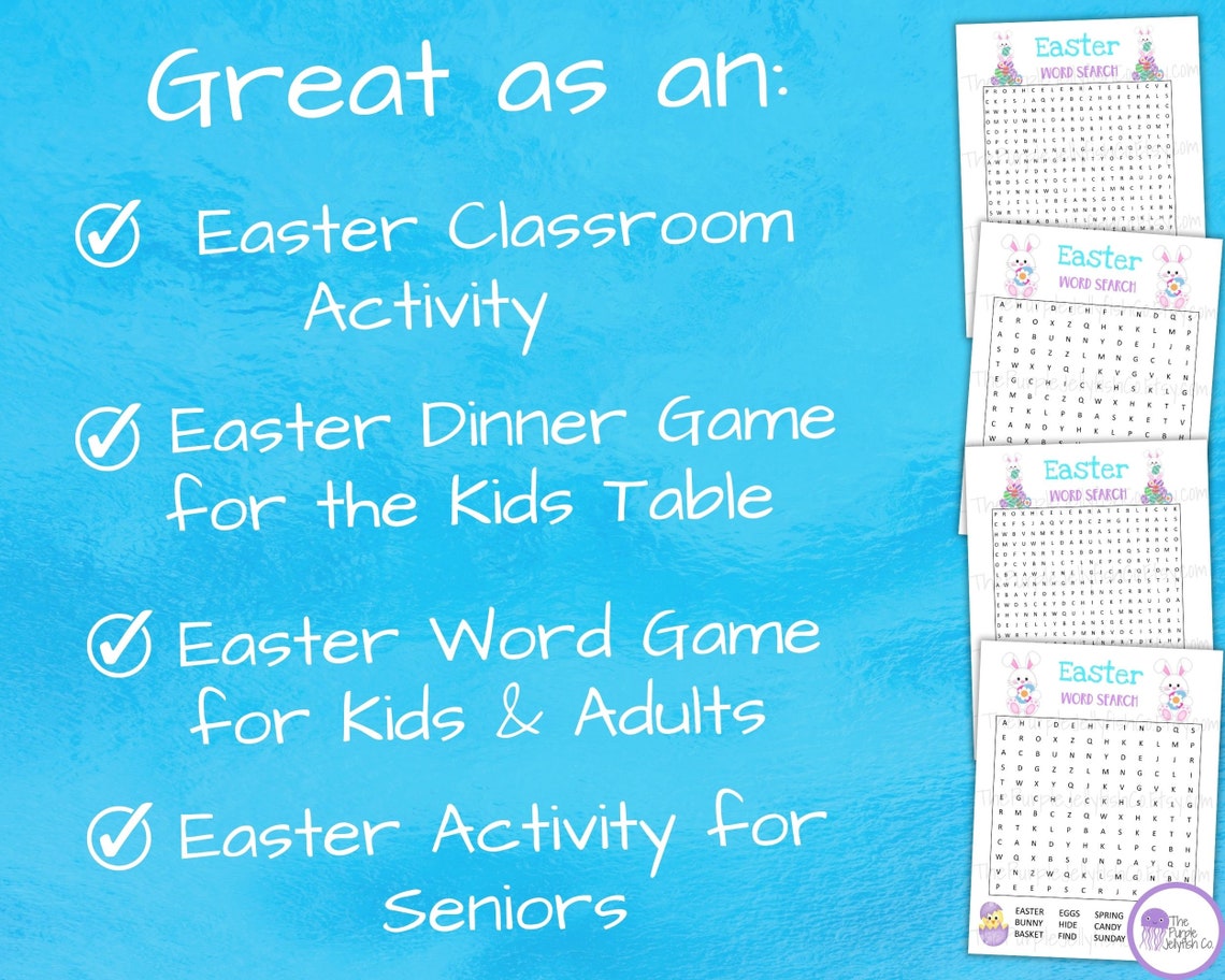 Easter Word Search Printable, Spring Activities for Kids & Adults ...