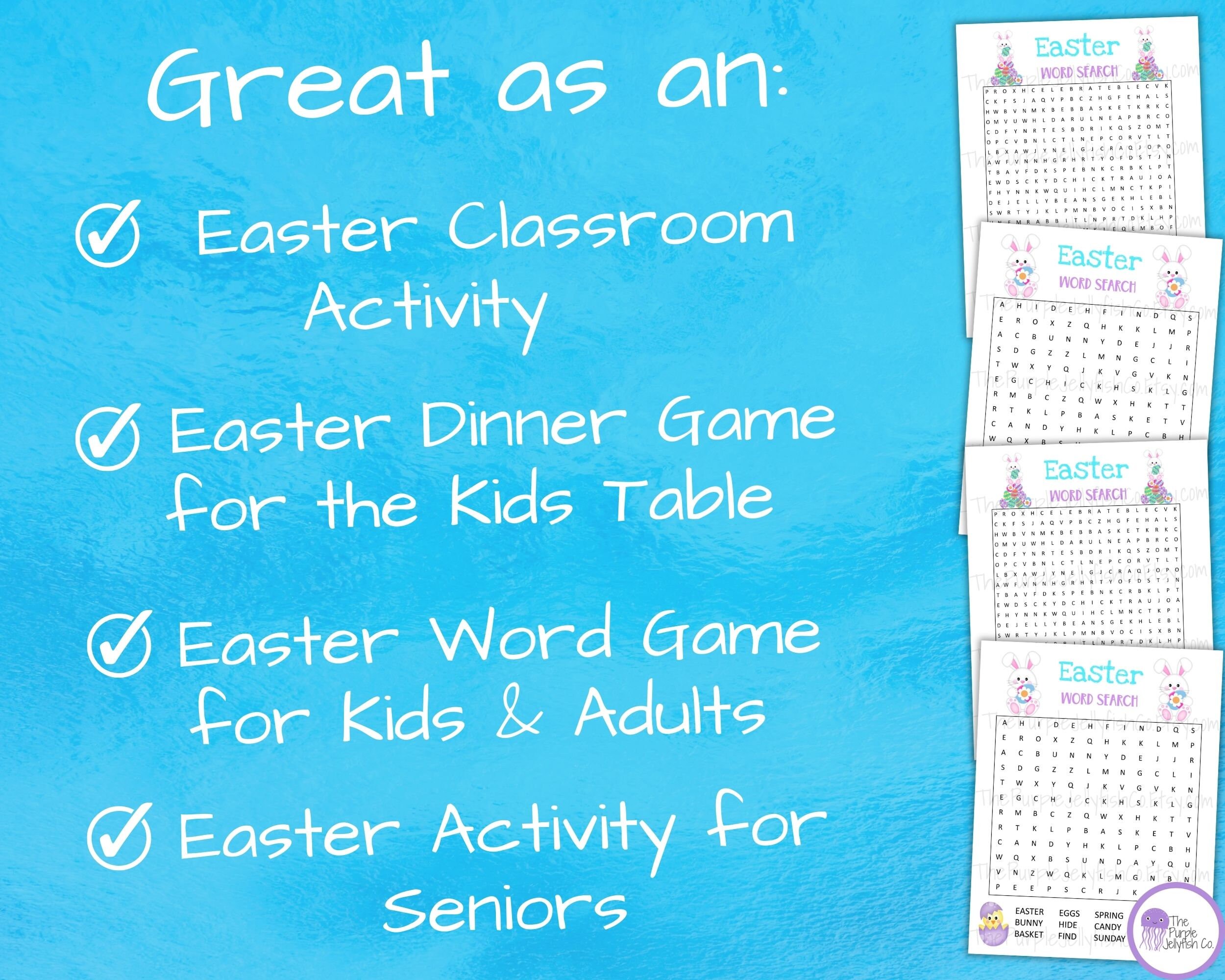 Easter Word Search Printable, Spring Activities for Kids & Adults ...