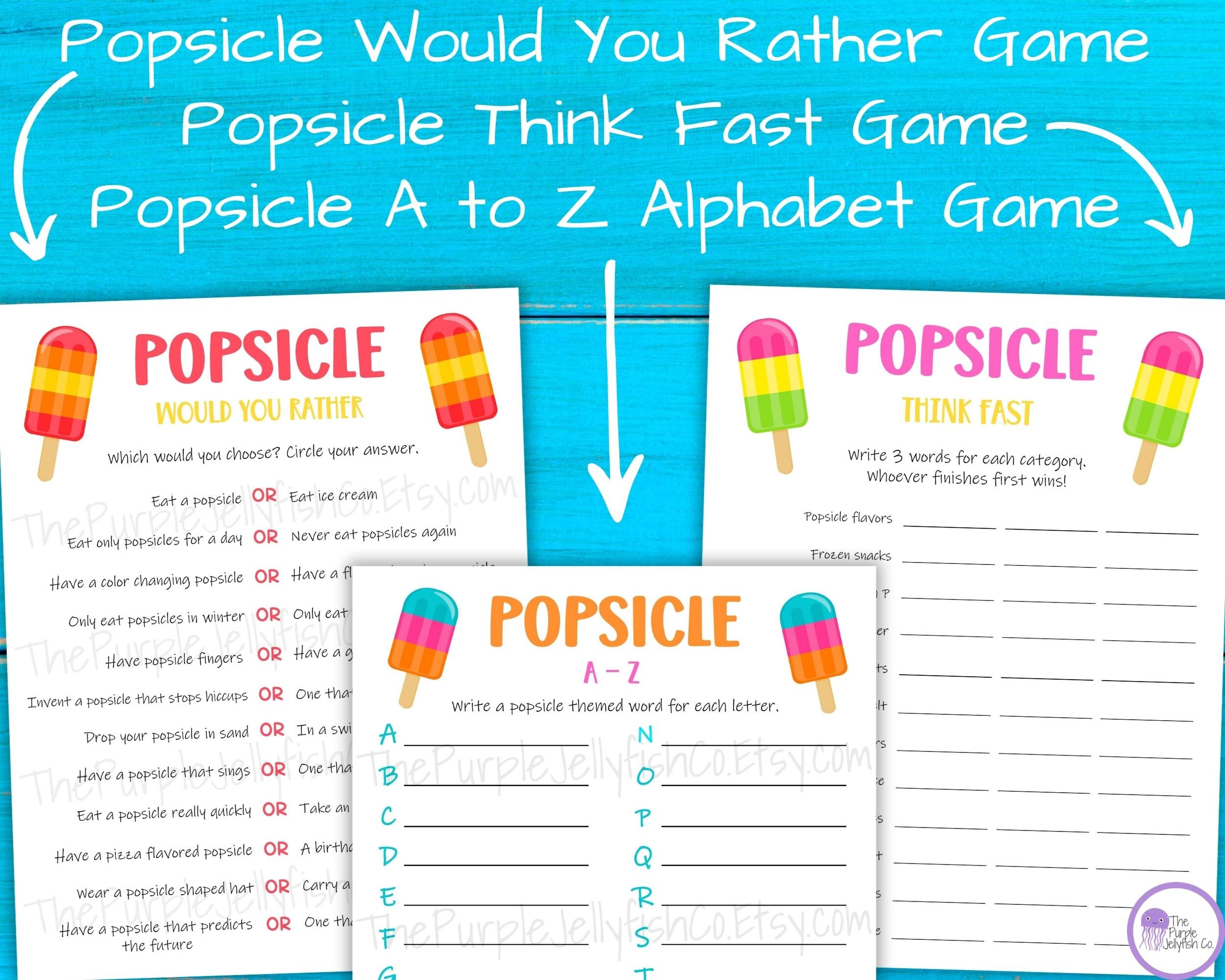 Popsicle Games for Kids Printable Ice Cream Party Ideas, Fun Summer ...