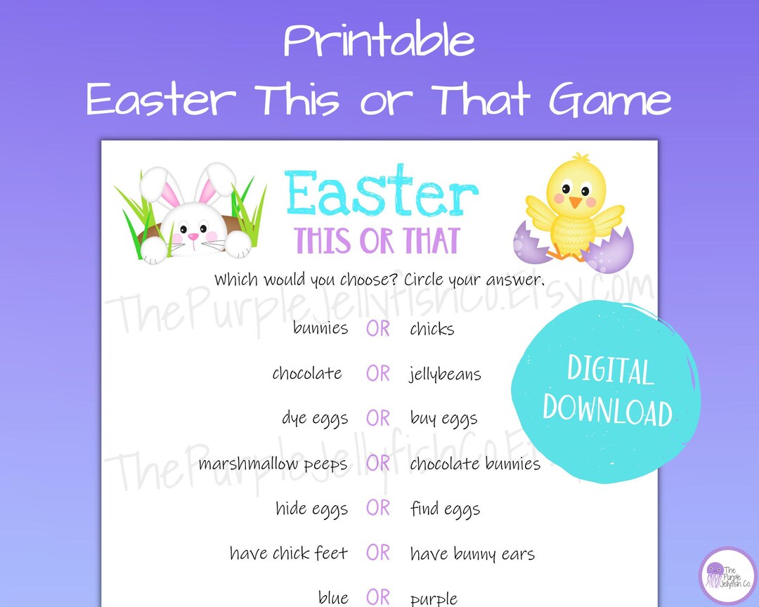 This or That Easter Game Printable, Easter Activity for Kids & Adults ...