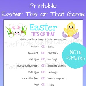 This or That Easter Game Printable, Easter Activity for Kids & Adults ...