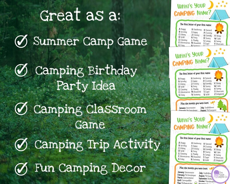 What's Your Camping Name Game Printable Camping Party Idea, Camping ...