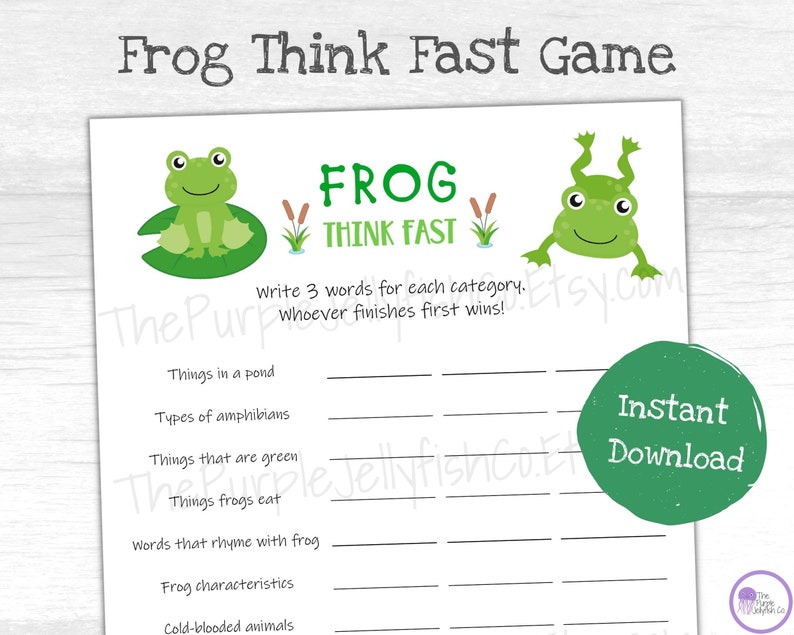 Frog Think Fast Game Printable Frog Game Frog Activity for - Etsy
