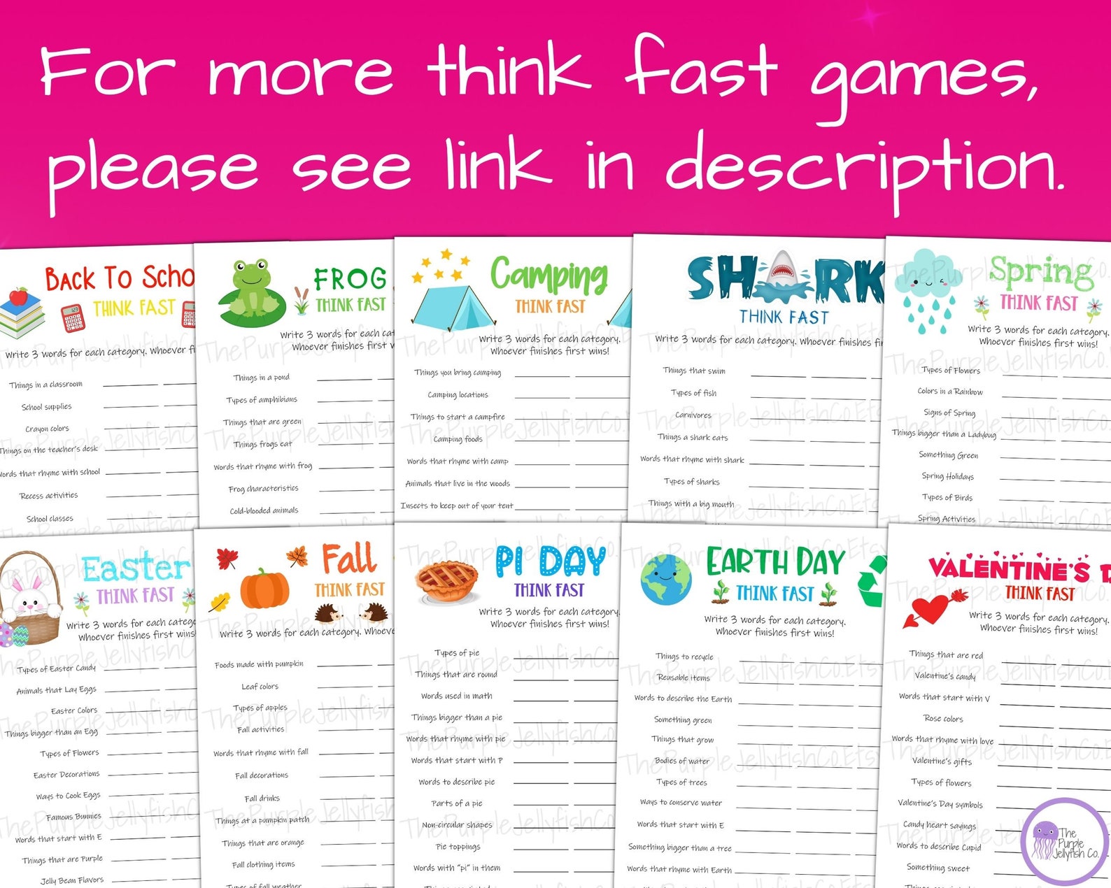 Flamingo Printable Think Fast Game for Kids Flamingo Birthday Party ...