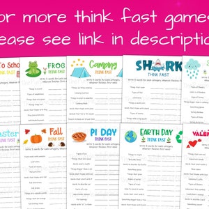 Flamingo Printable Think Fast Game for Kids Flamingo Birthday Party ...