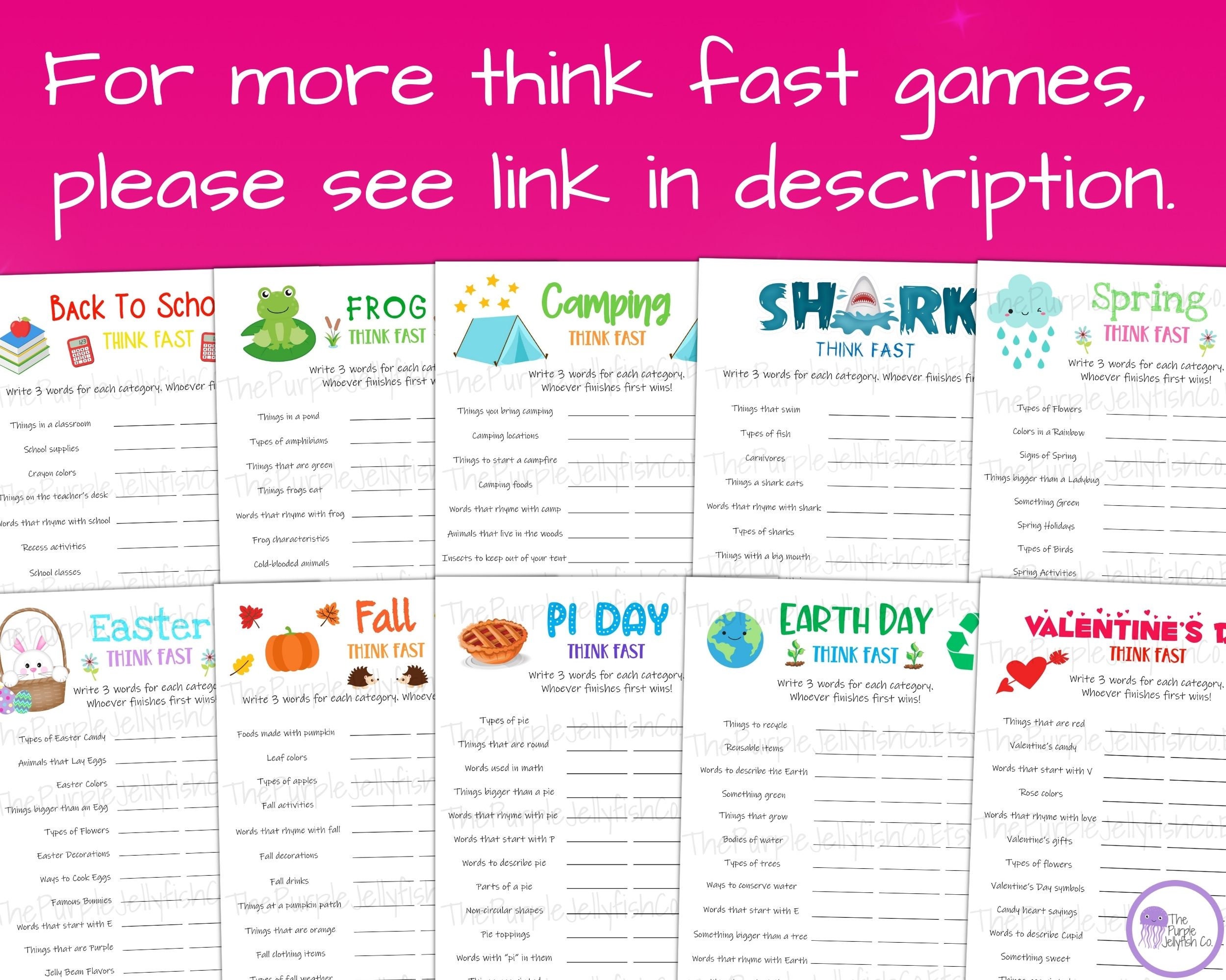Flamingo Printable Think Fast Game for Kids Flamingo Birthday Party ...