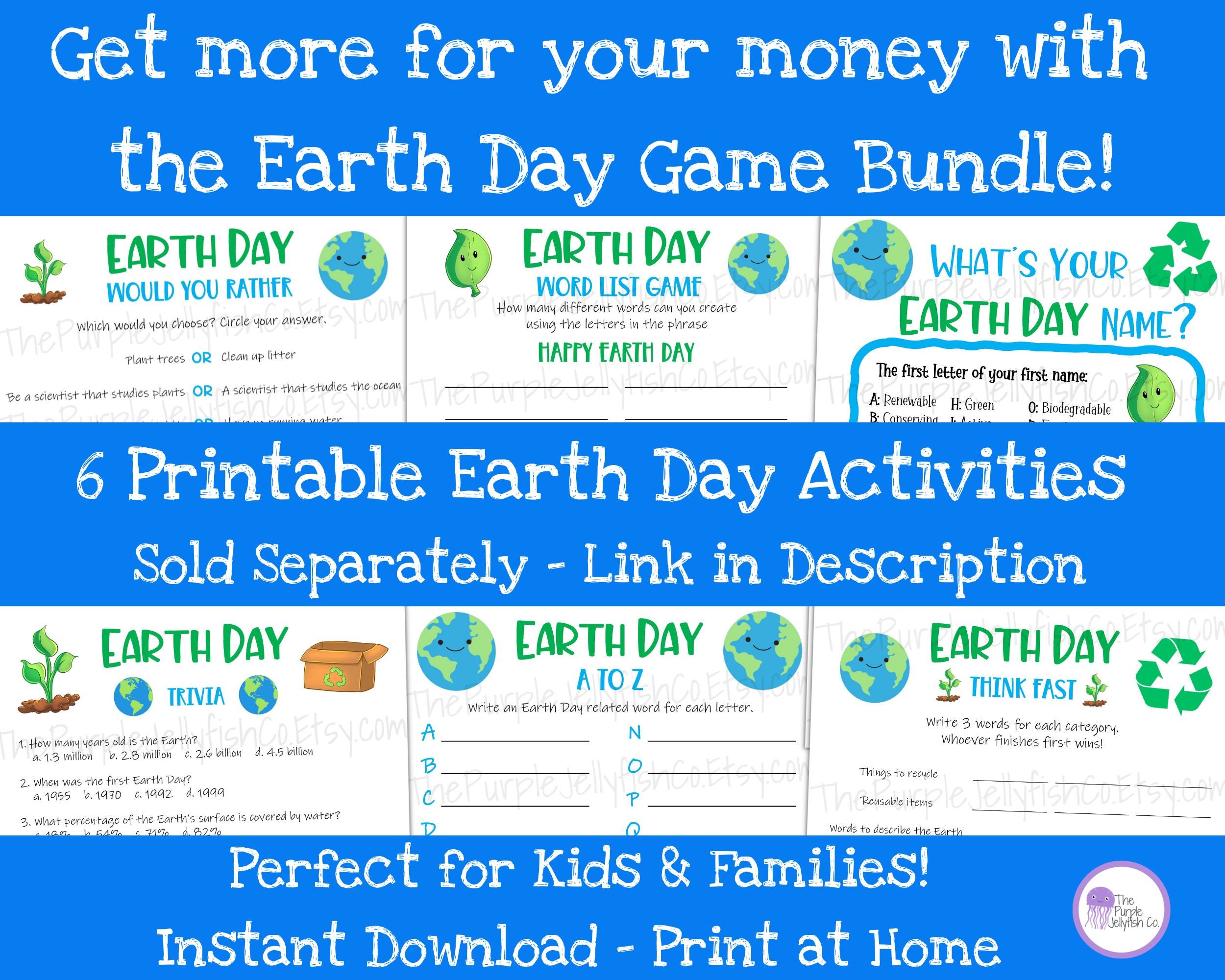 Earth Day Think Fast Game, Earth Day Printable for Kids, Earth Day ...
