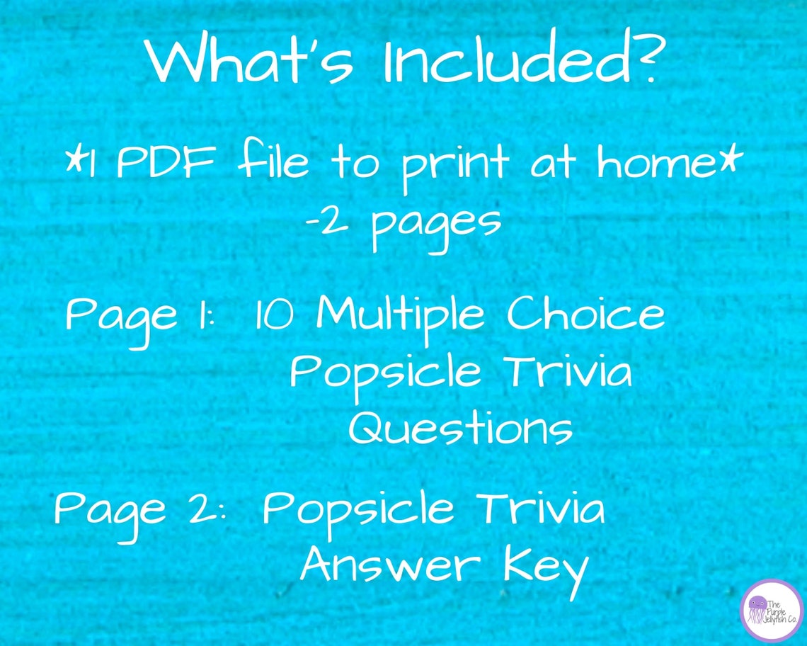 Popsicle Trivia Game Printable, Summer Popsicle Party Idea, Popsicle ...