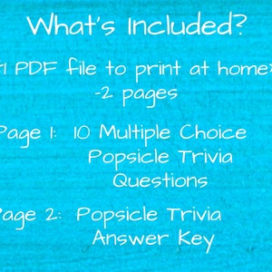 Popsicle Trivia Game Printable, Summer Popsicle Party Idea, Ice Cream ...