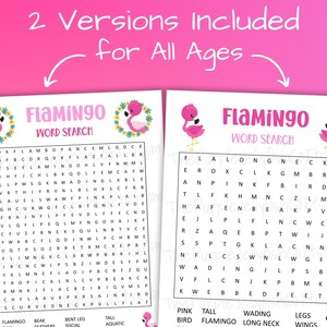 Flamingo Word Search Puzzle Printable Game for Kids & Adults, Flamingo ...