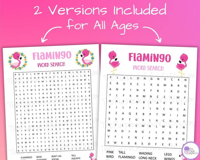 Flamingo Word Search Puzzle Printable Game for Kids & Adults, Flamingo ...