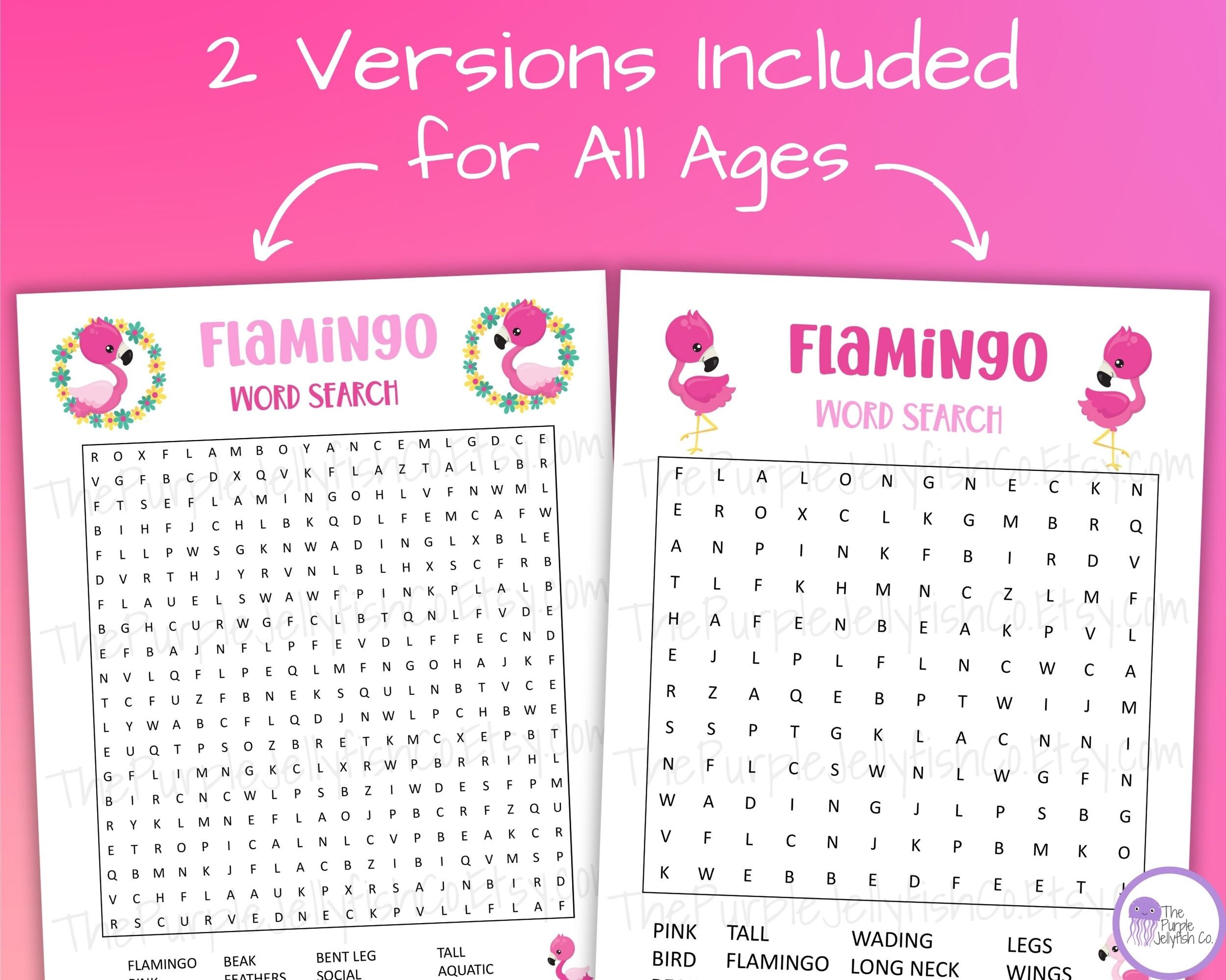 Flamingo Word Search Puzzle Printable Game for Kids & Adults, Flamingo ...