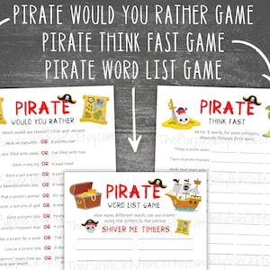 Pirate Games for Kids & Adults, Pirate Birthday Party Printable Bundle ...