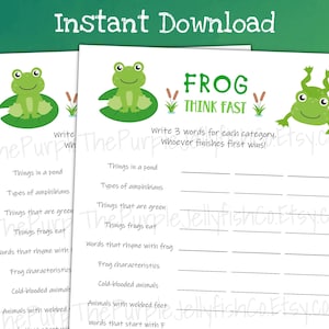 Frog Think Fast Game, Printable Frog Game, Frog Activity for Kids ...