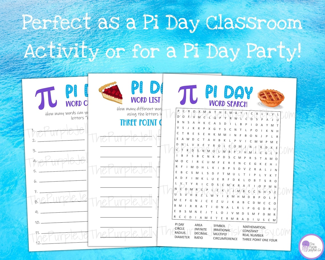 Pi Day Word Games Bundle, Printable Games for Kids, Word Game Printable ...