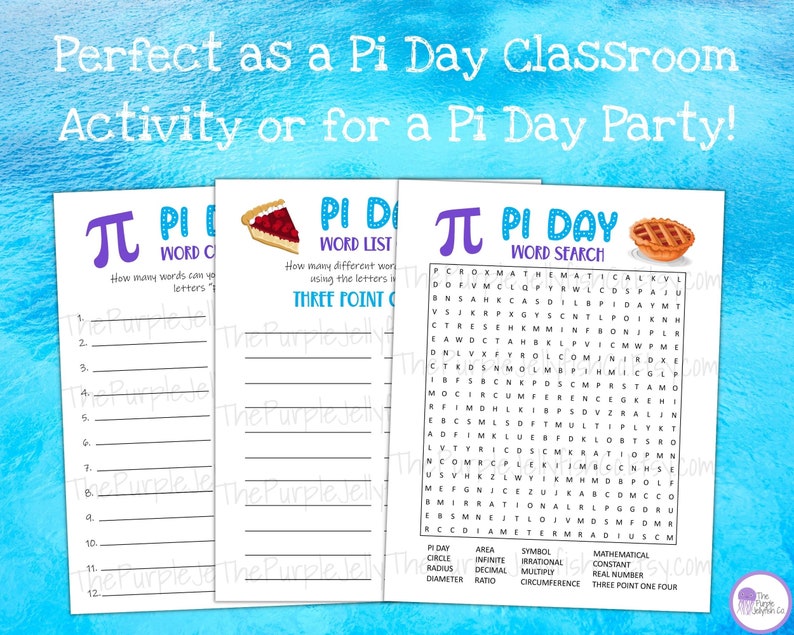Pi Day Word Games Bundle, Printable Games for Kids, Word Game Printable ...