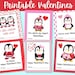 Penguin Valentine Cards for Kids, Printable Valentines for Classroom ...