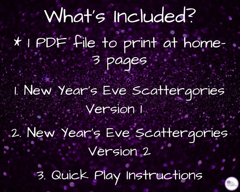 New Year's Eve Scattergories Game, Printable New Years Eve Games for ...