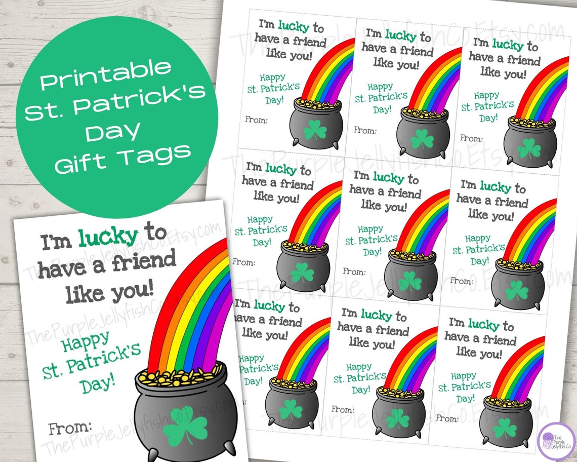 Printable St. Patrick's Day Gift Tags, St. Patrick's Day Cards for Kids ...