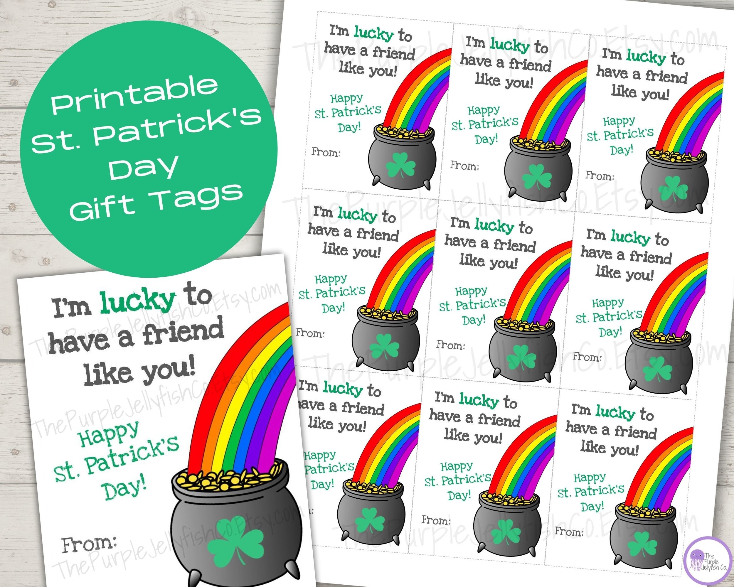 Printable St. Patrick's Day Gift Tags, St. Patrick's Day Cards for Kids ...
