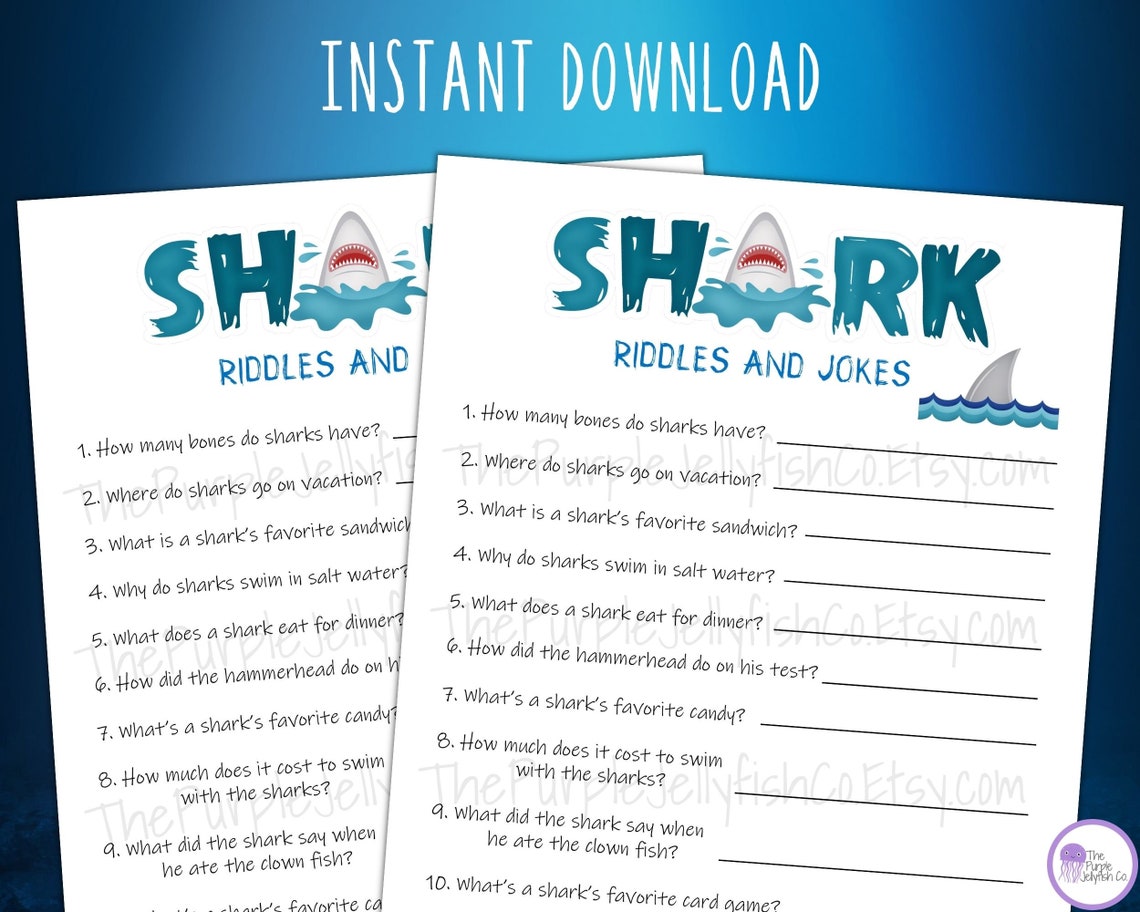 Shark Riddles and Jokes With Answers Shark Jokes for Kids - Etsy