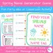 What's Your Spring Name Game Sign + Name Tags, Spring Game Printable ...
