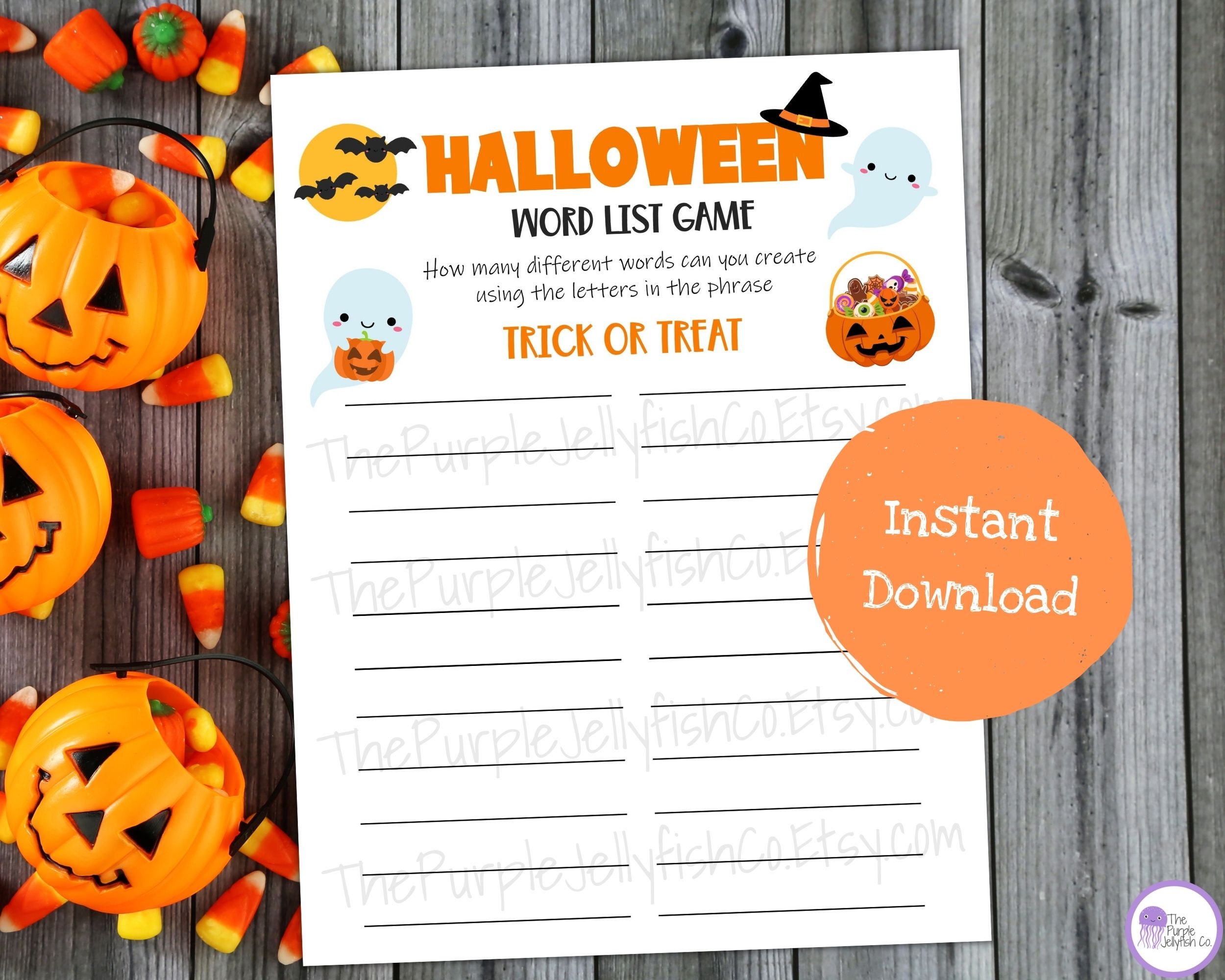 Halloween Word List Game, Printable Halloween Game for Kids, Fun ...